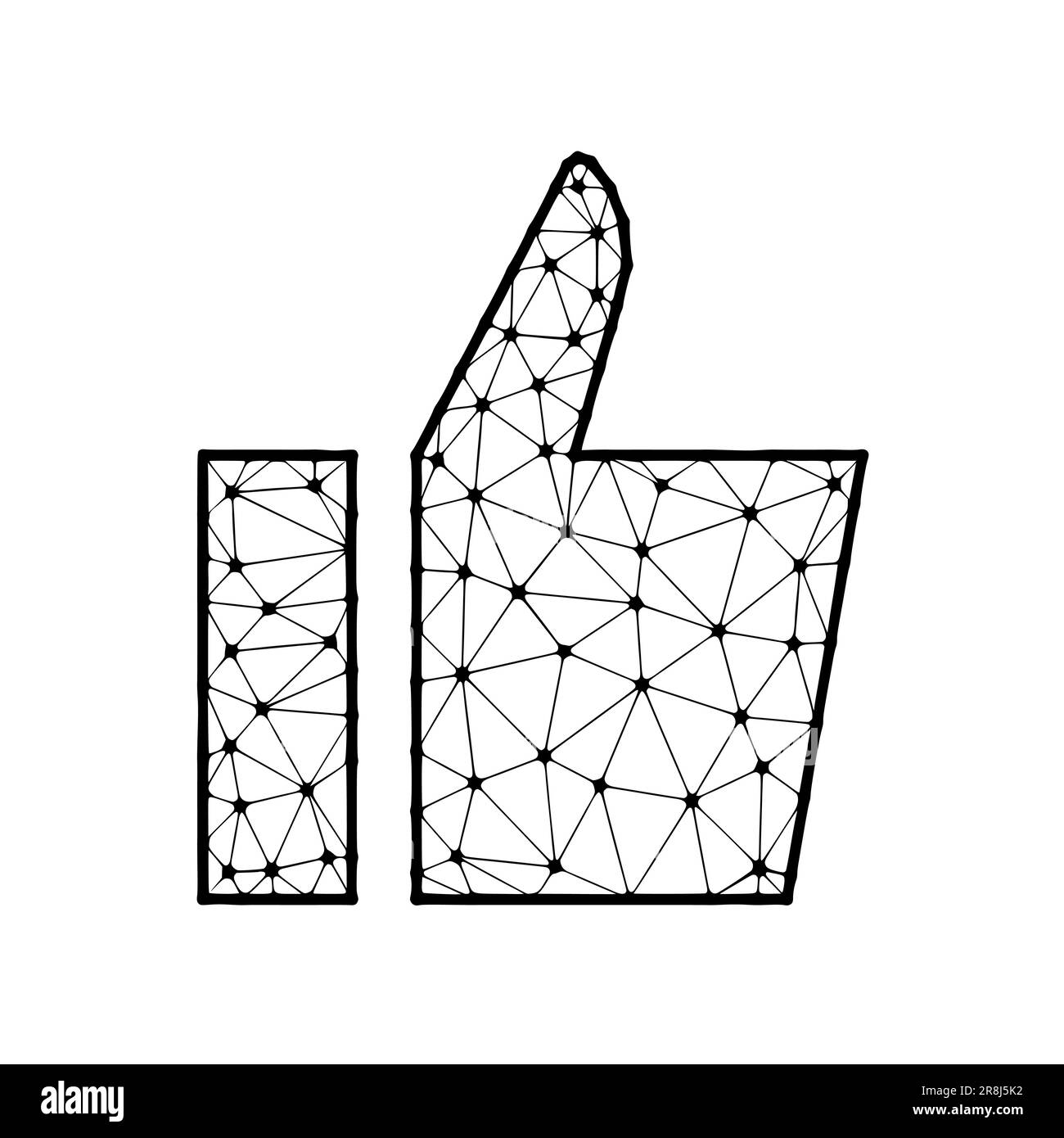 Thumb up or Like symbol polygonal vector icon isolated on white ...