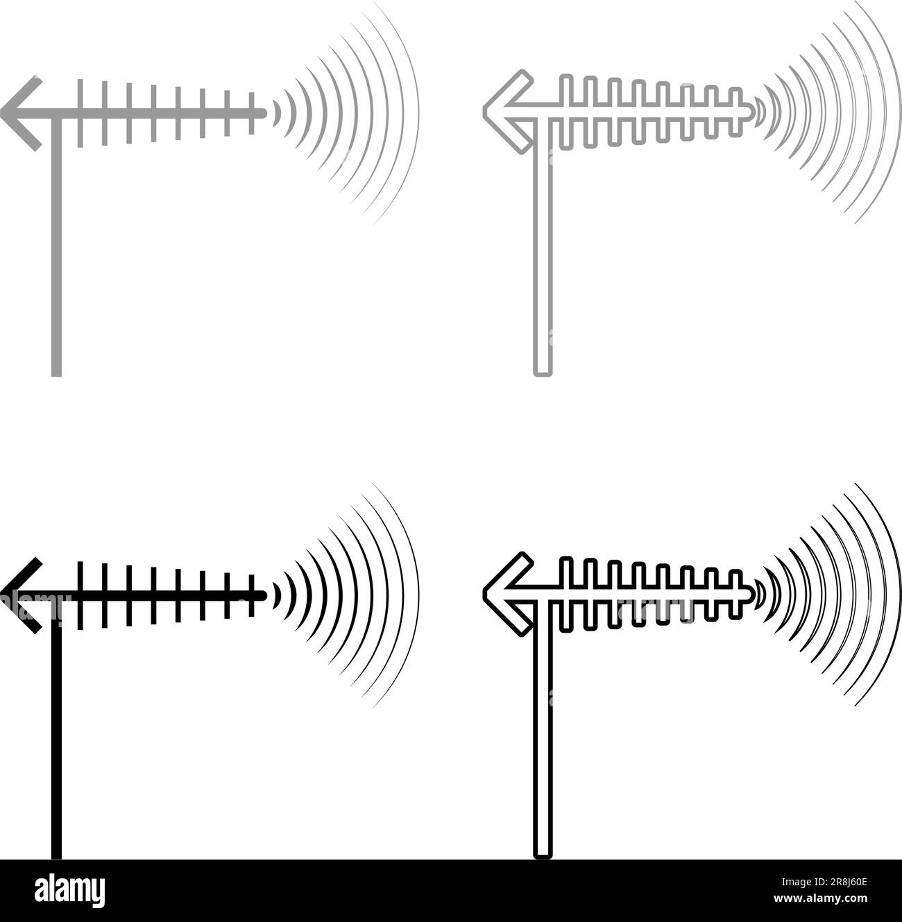TV antenna and wave set icon grey black color vector illustration image ...