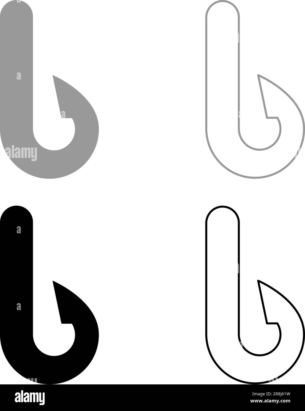 Hook set icon grey black color vector illustration image simple solid ...