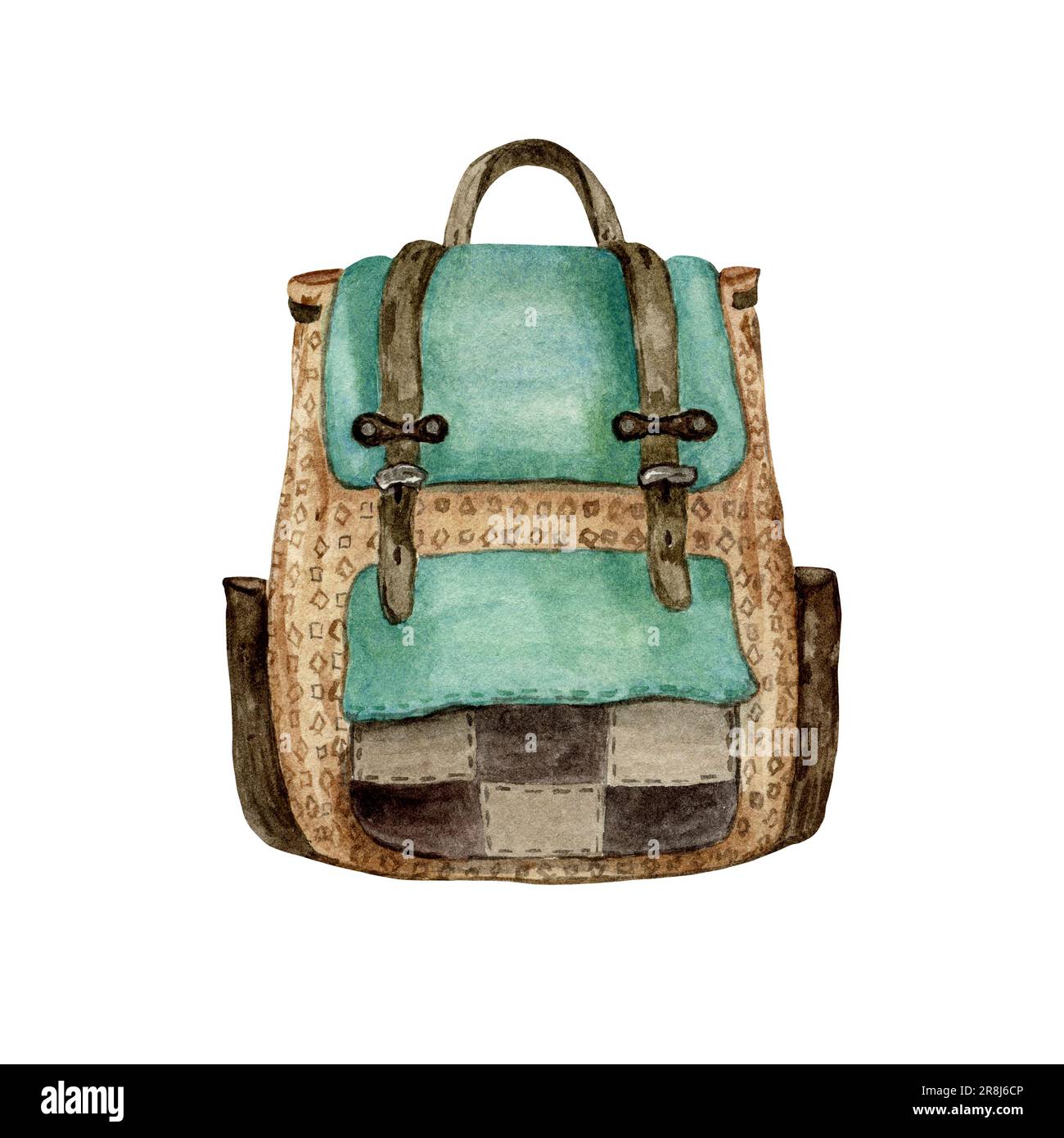 Stylish backpack for shopping and traveling. Watercolor illustration ...
