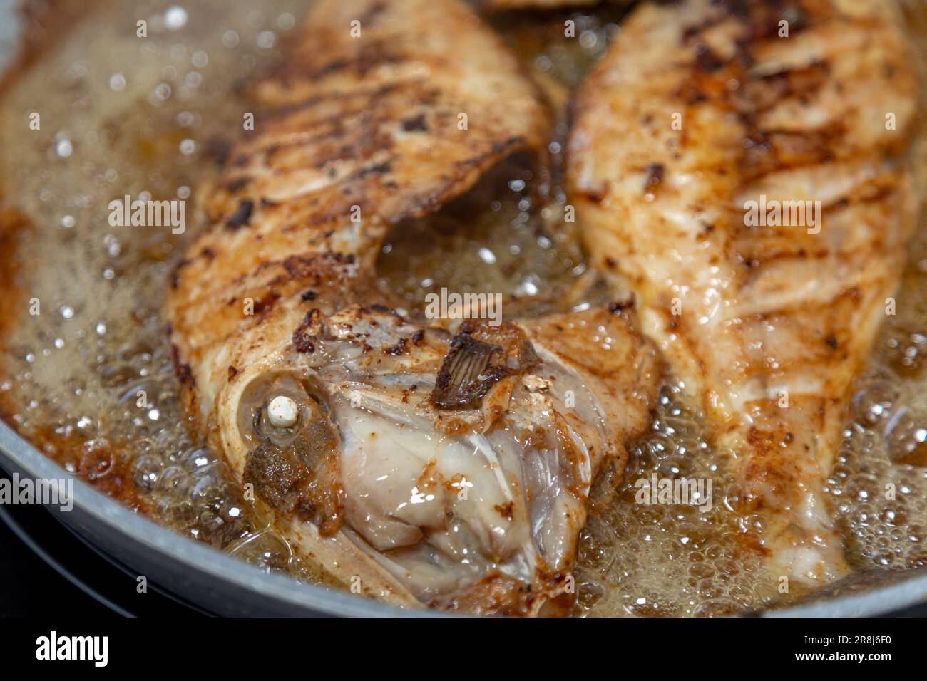 Clean and seasoned Peroá fish (Balistes capriscus) . Typical fish from ...