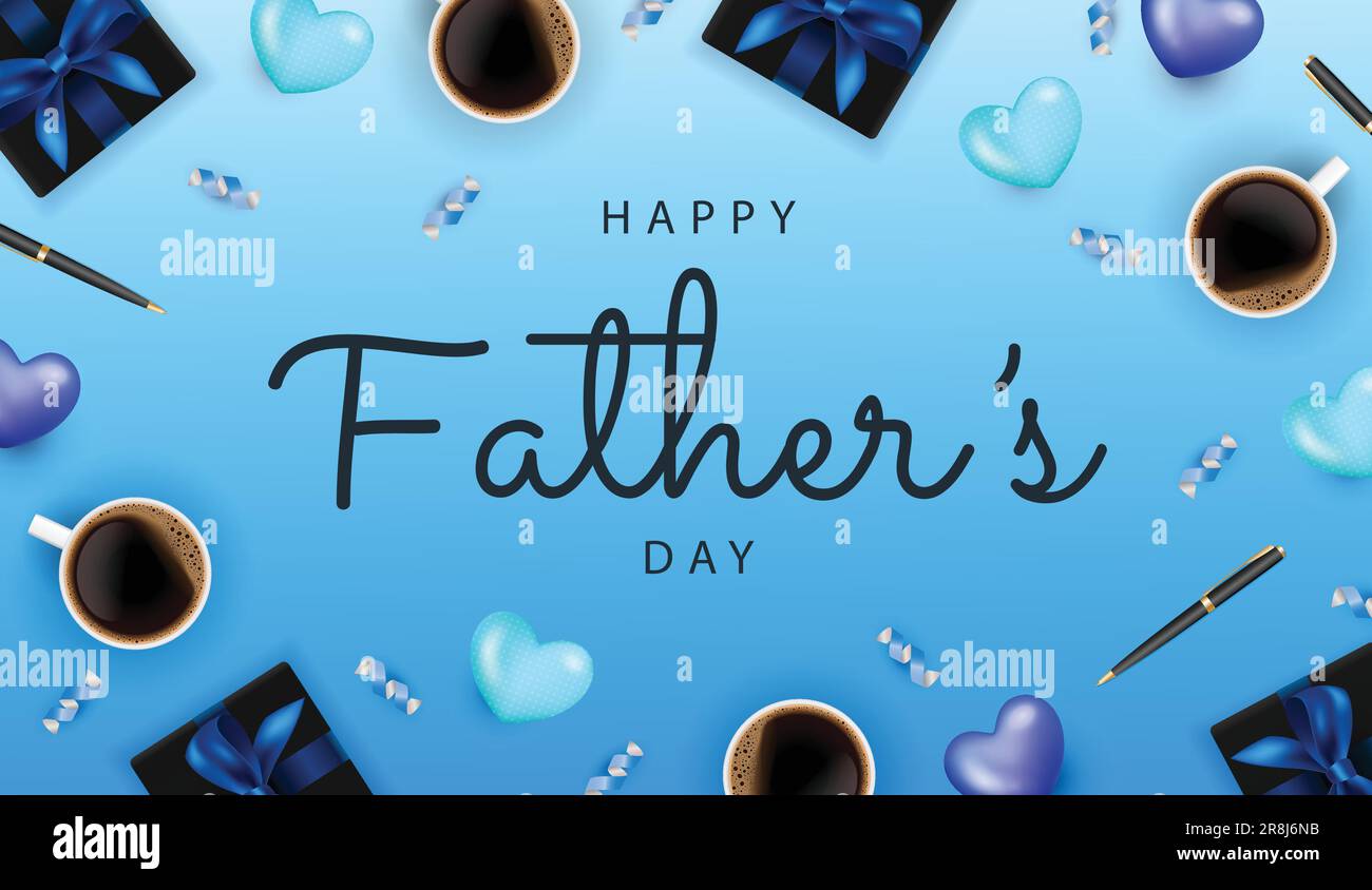 Happy father's day card on blue background Vector illustration. Happy ...
