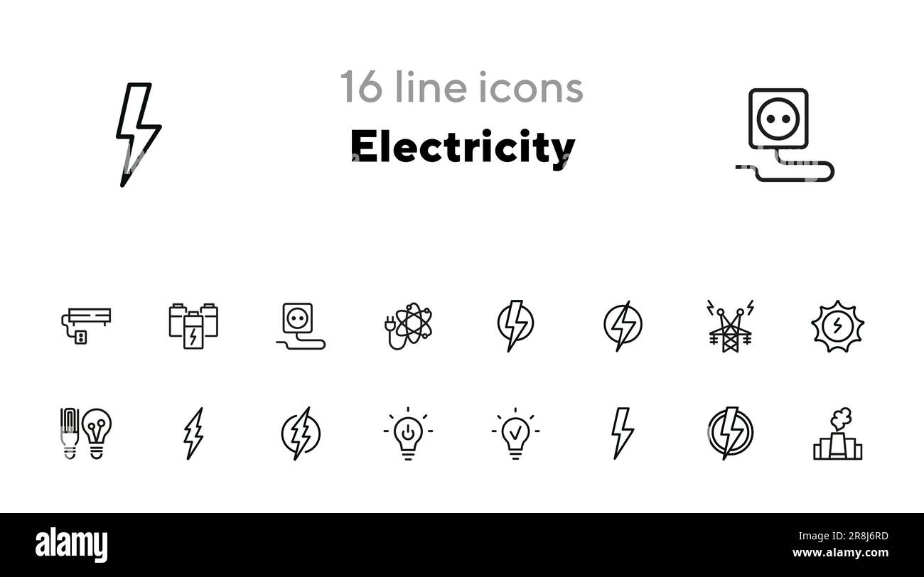 Electricity line icon set Stock Vector Image & Art - Alamy
