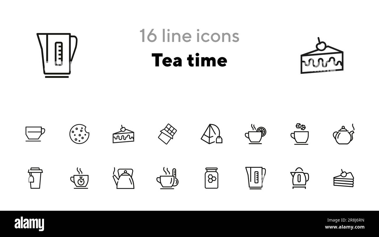 Tea time line icon set Stock Vector Image & Art - Alamy