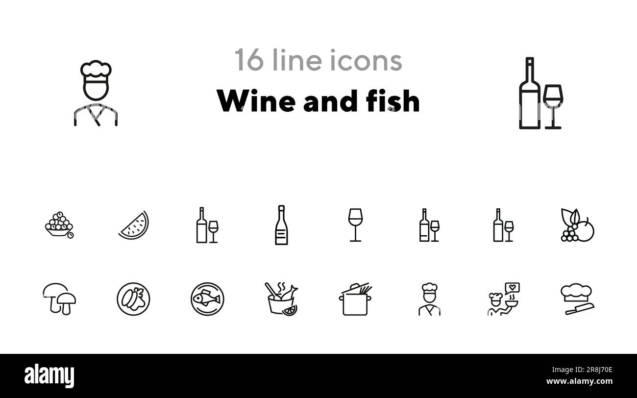 Wine and fish icons Stock Vector Image & Art - Alamy