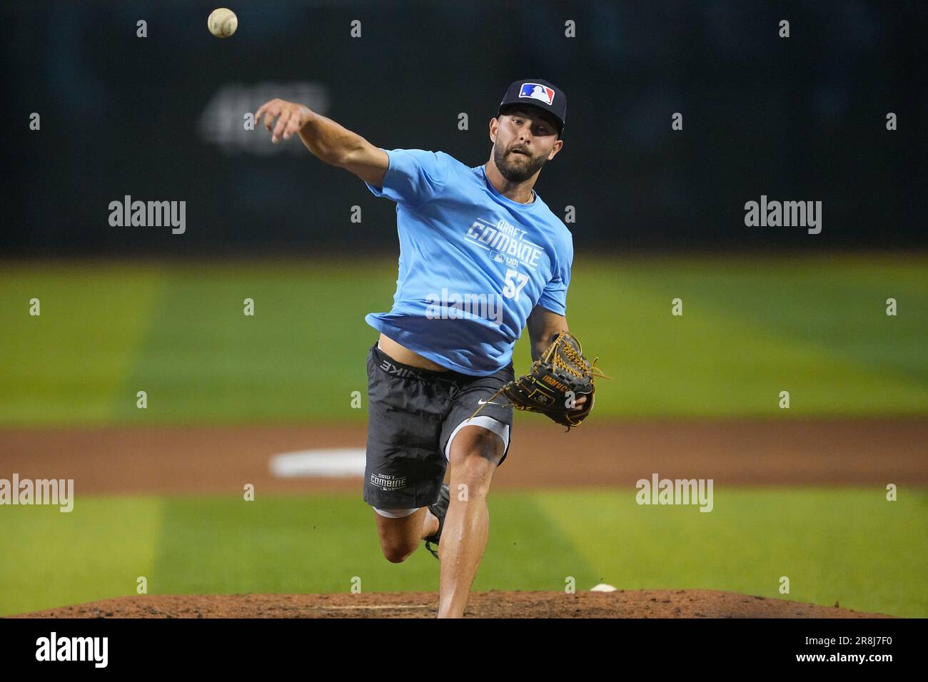 Draft prospect Hayden Durke participates in the MLB baseball draft ...