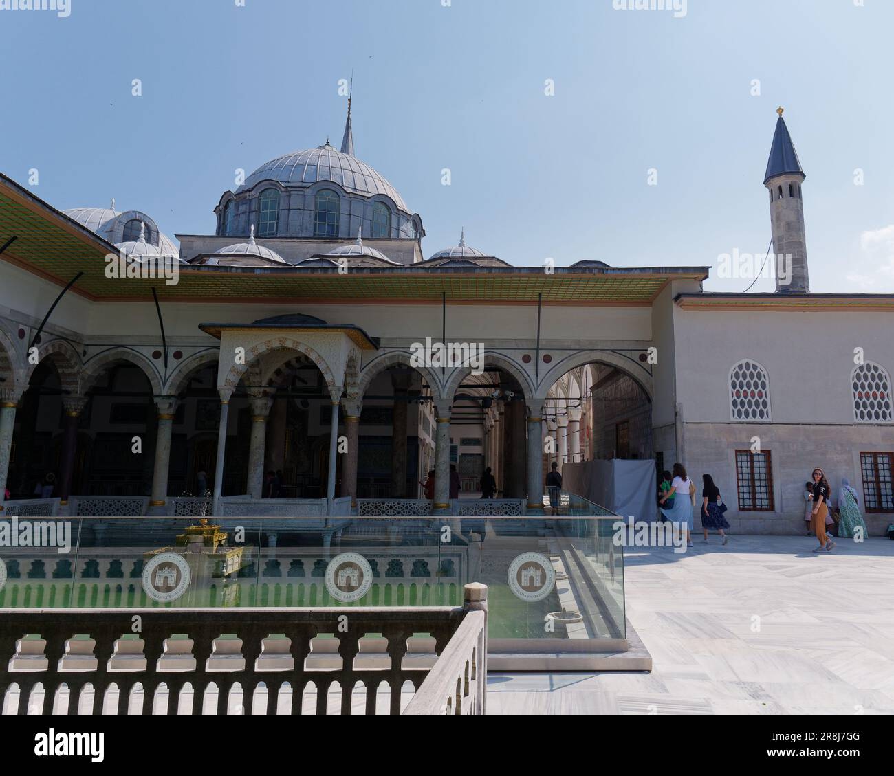 Visitors in the grounds of the Topkapi Palace, Fatih district, Istanbul ...