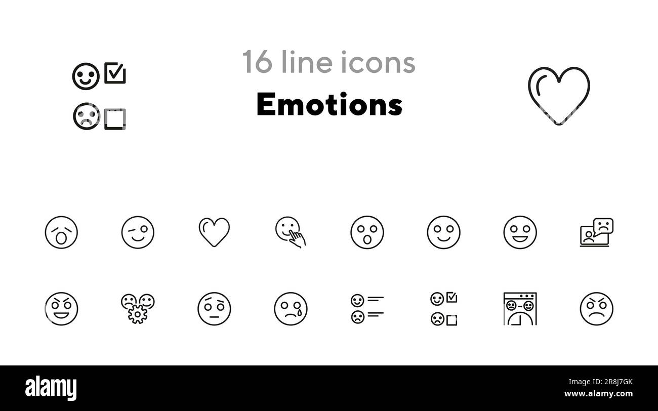 Emotions line icon set Stock Vector Image & Art - Alamy