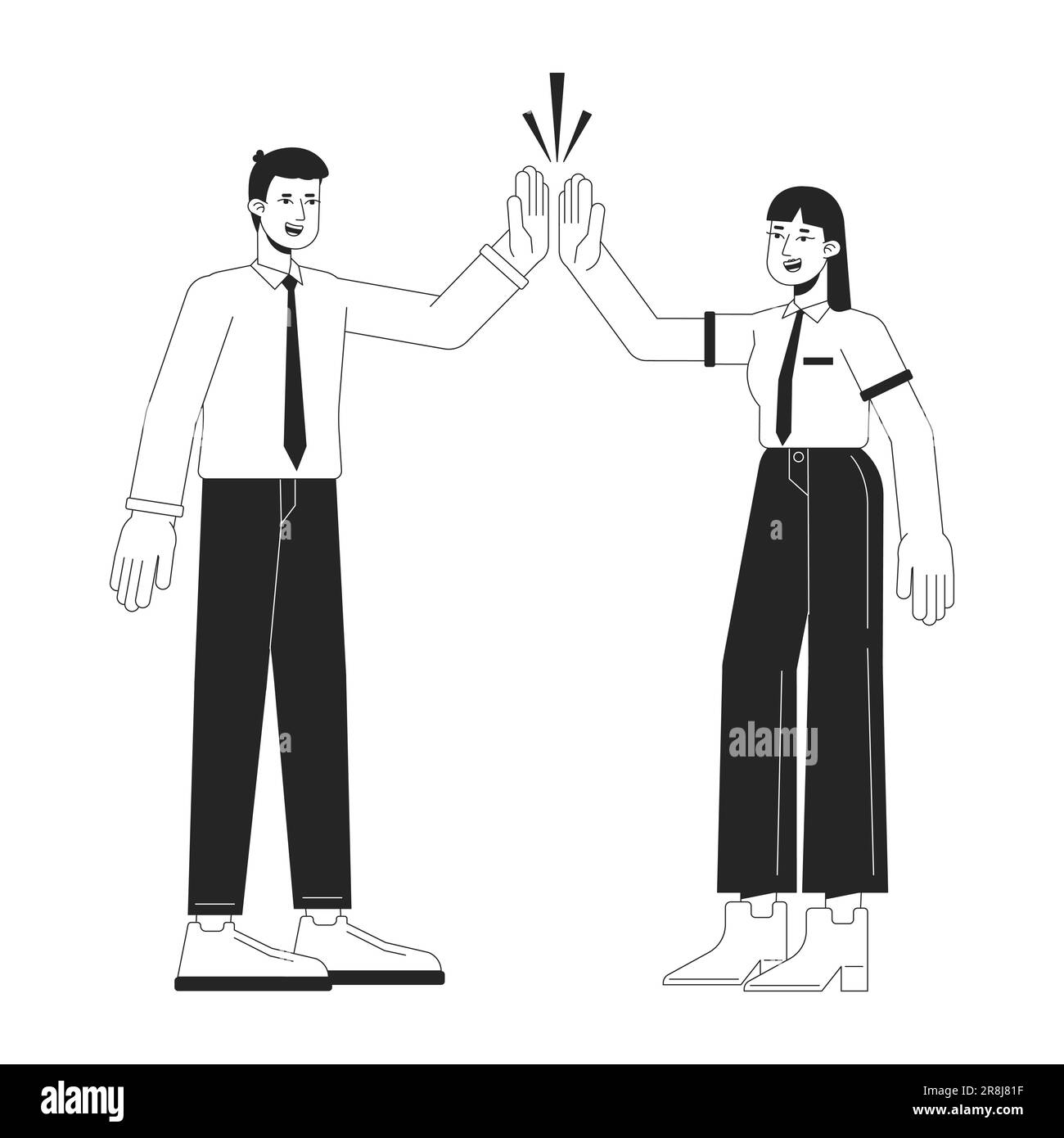 Teamwork businesspeople bw concept vector spot illustration Stock ...