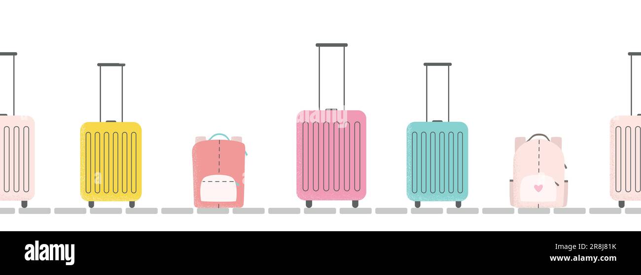 Vector border with backpack, baggage on luggage claim Stock Vector ...