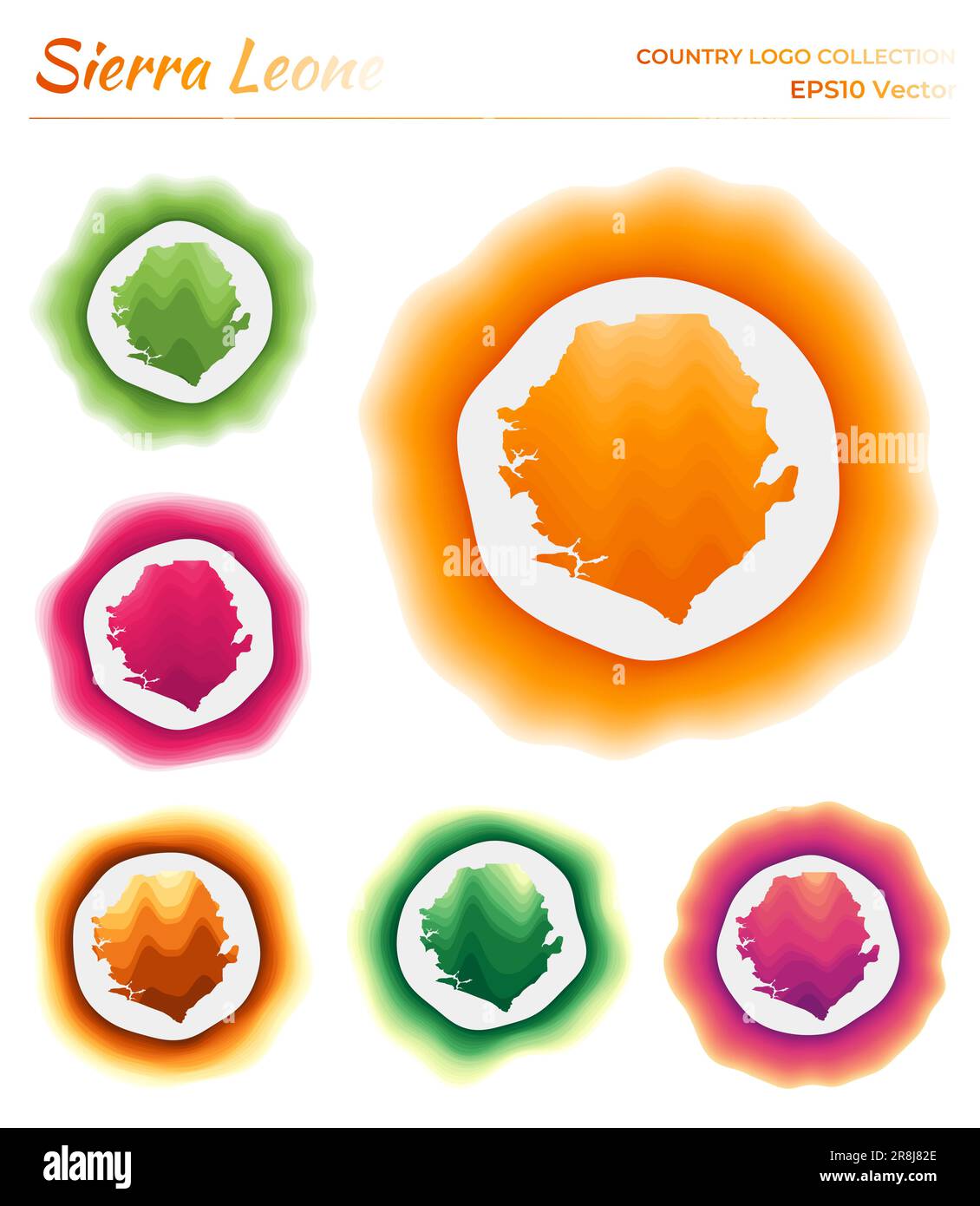 Sierra Leone logo collection. Colorful badge of the country. Layers ...