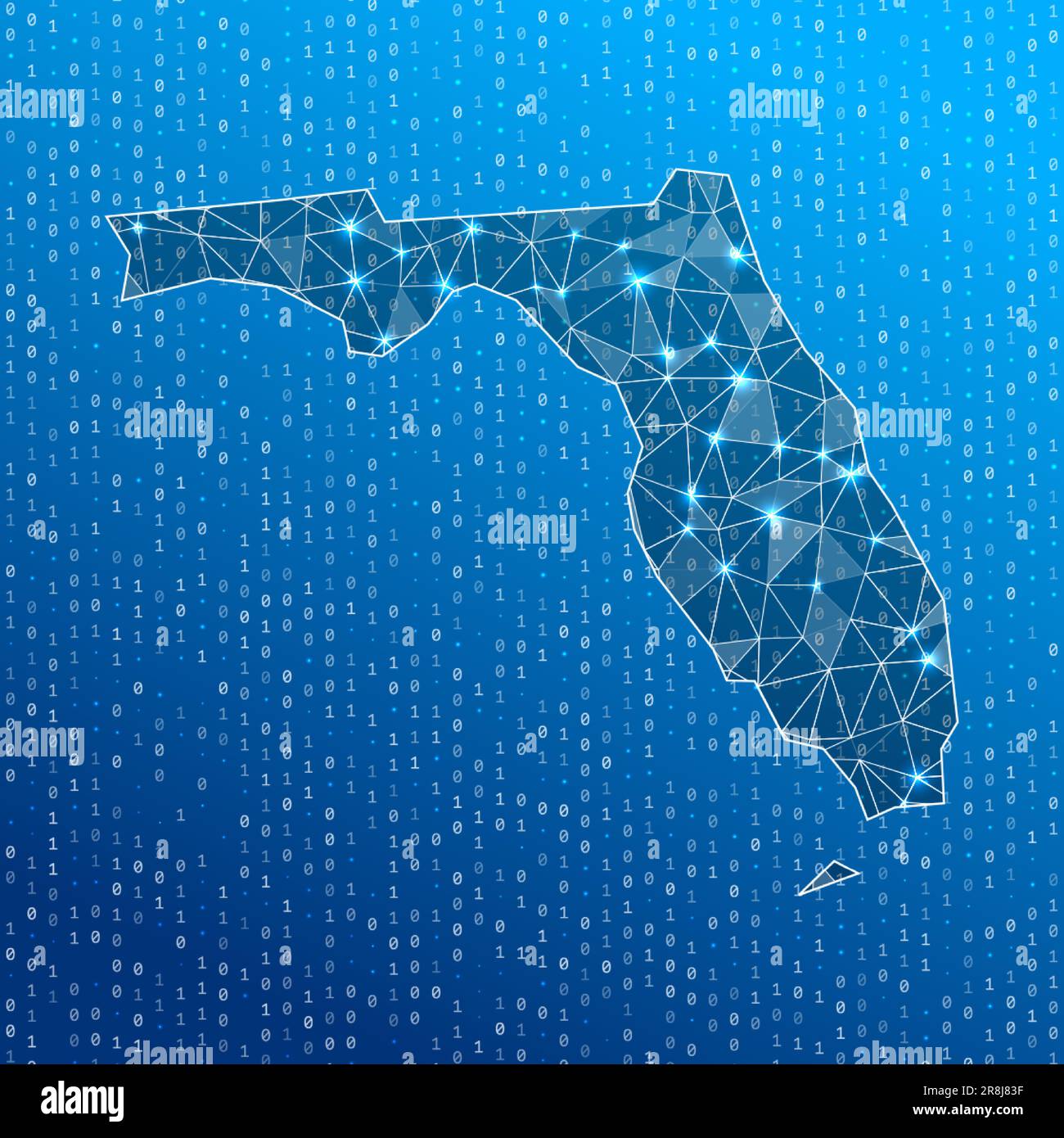 Network map of Florida. Us state digital connections map. Technology ...