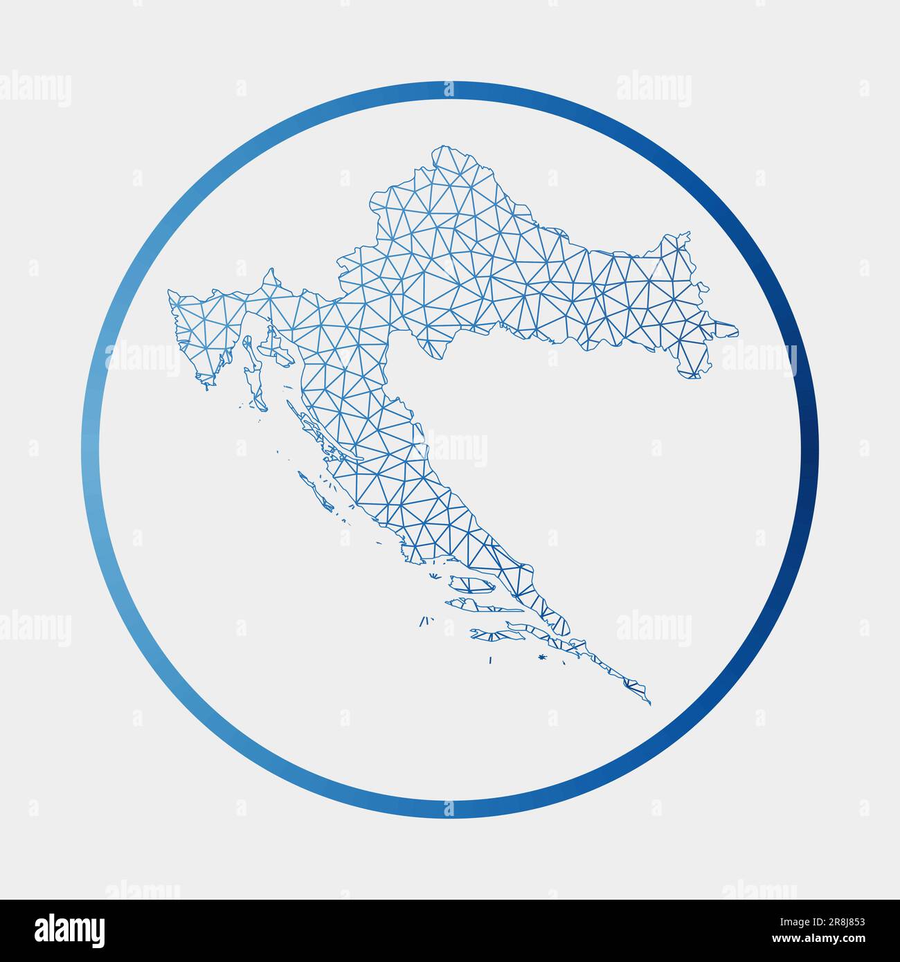 Croatia icon. Network map of the country. Round Croatia sign with ...