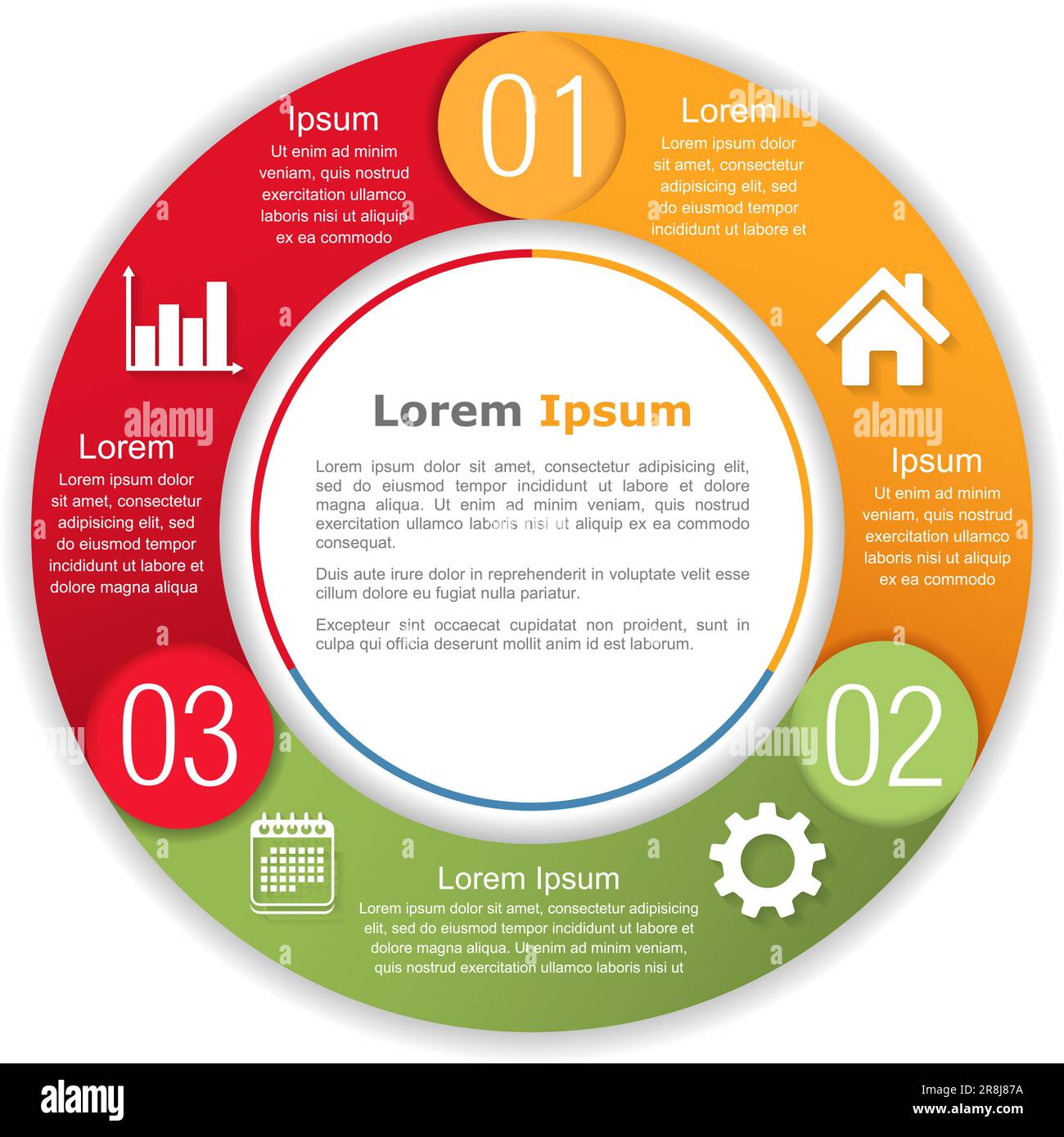 Circle infographics with three elements, steps or options, process ...
