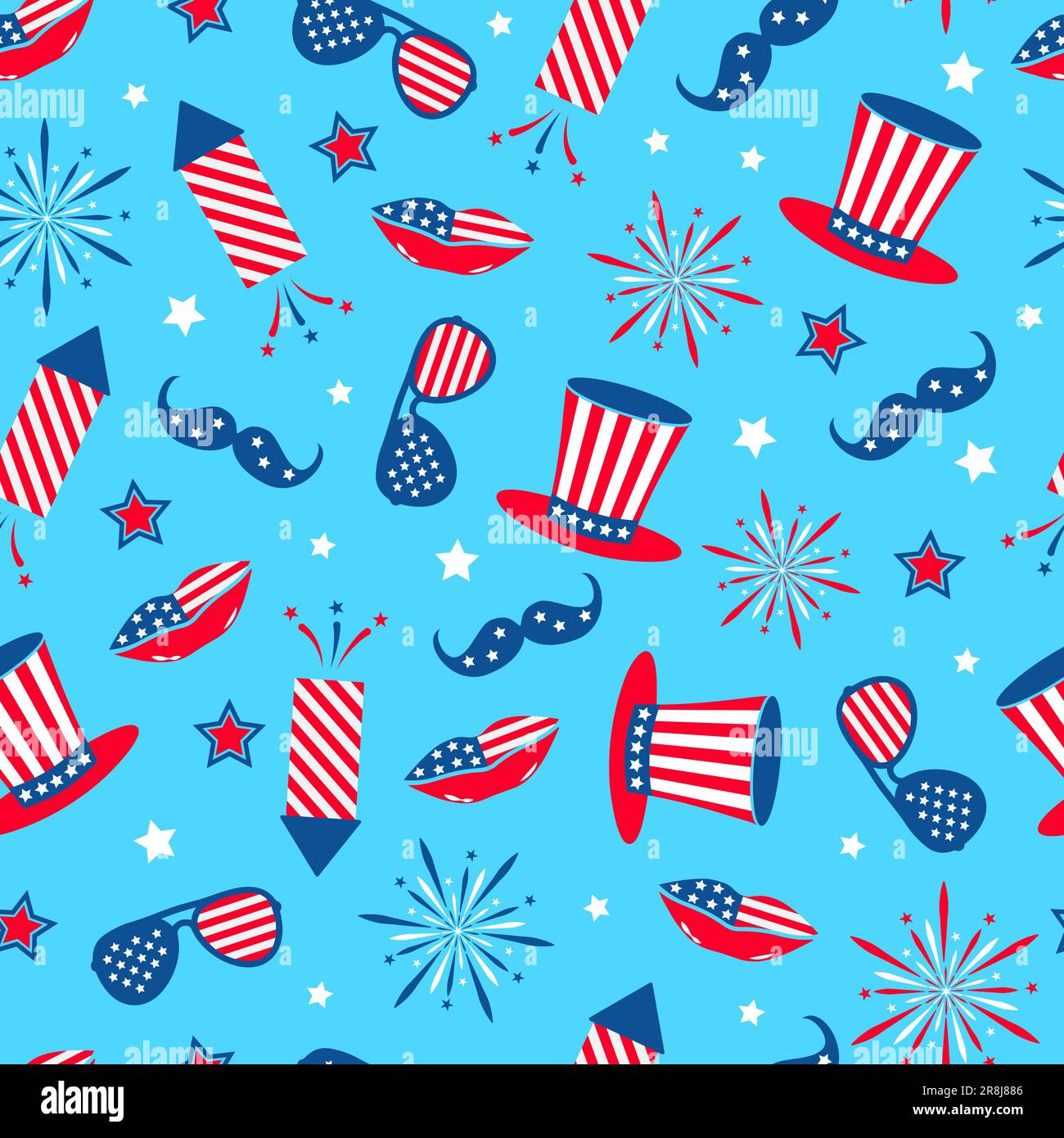 USA patriotic seamless pattern. Fourth of July traditional background ...