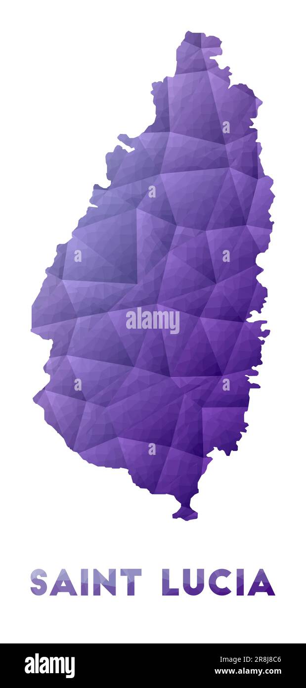 Map of Saint Lucia. Low poly illustration of the island. Purple ...
