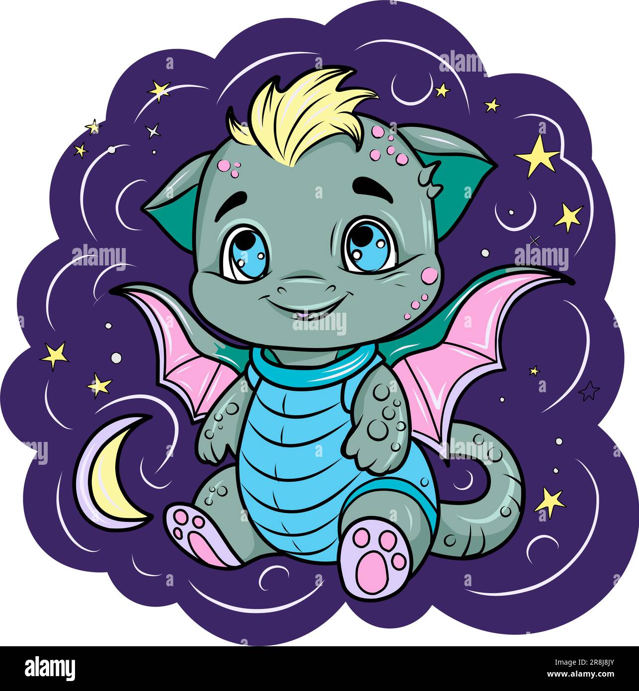 Cute animal baby. Cute space dragon.vector illustration Stock Vector ...