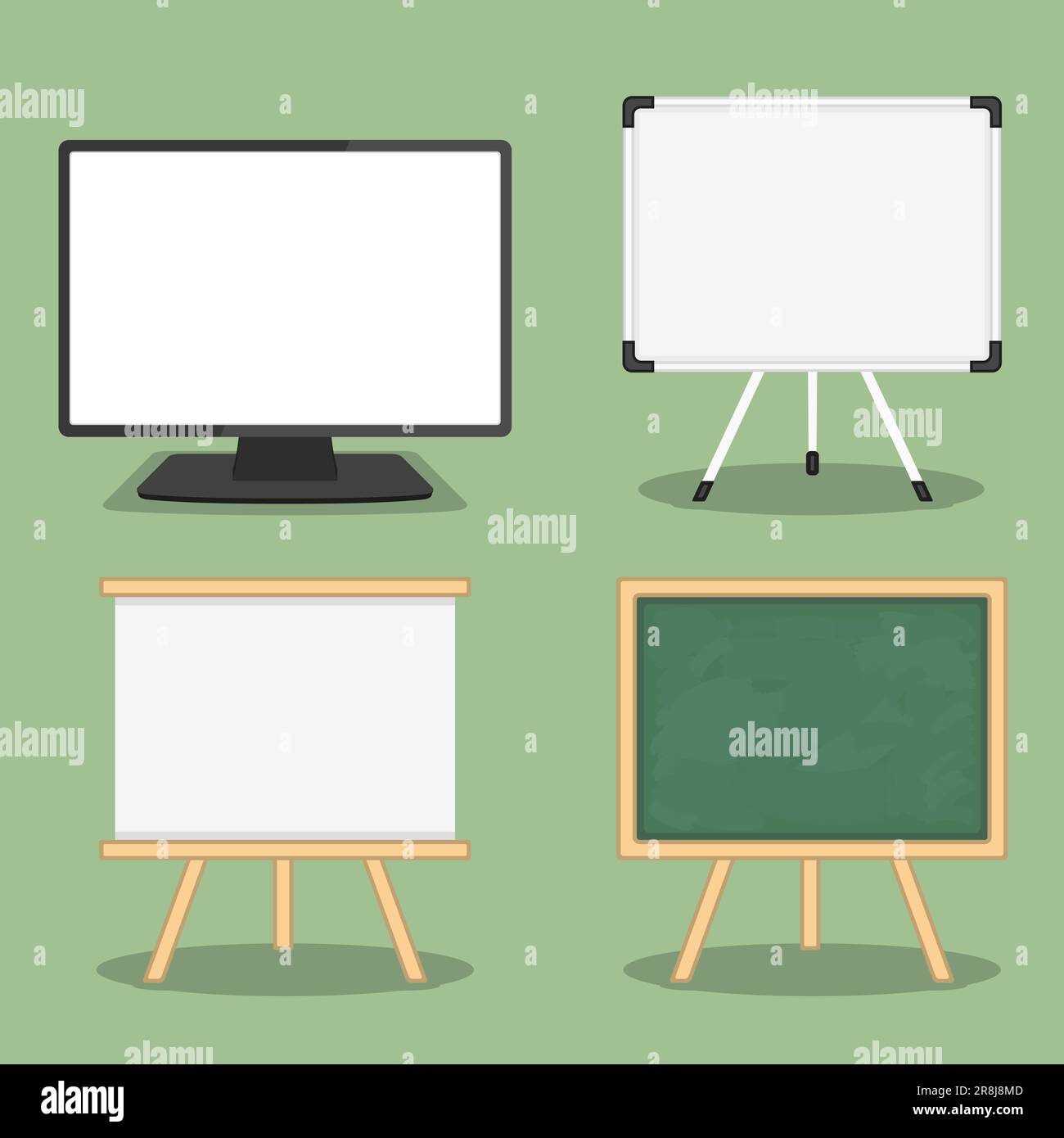 Set of objects for presentation - computer monitor, whiteboard and ...