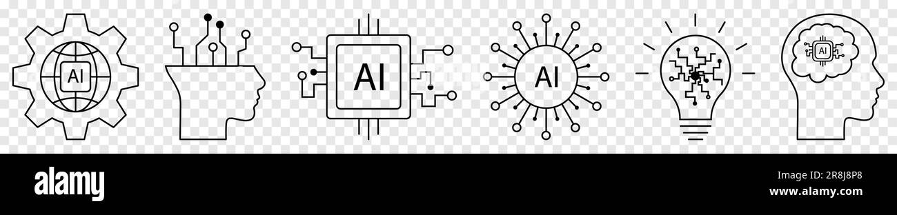 Artificial intelligence icon set. Vector graphic illustration Stock ...