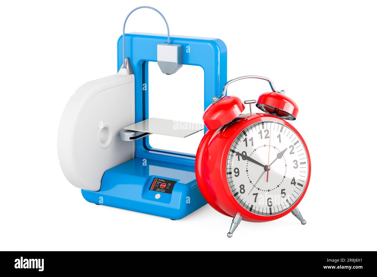 3D printer with alarm clock, 3D rendering isolated on white background ...