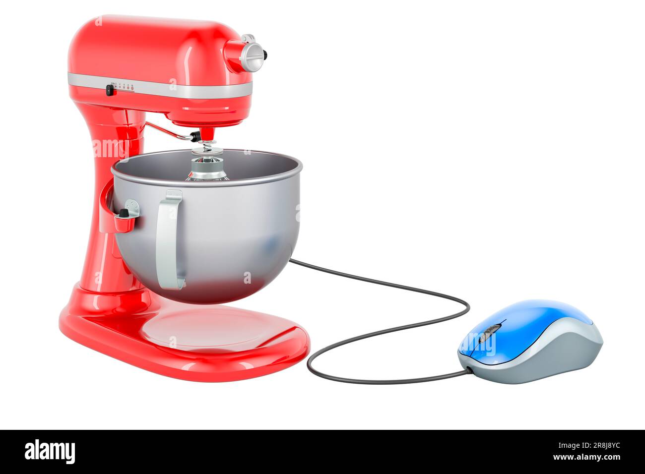 Stand mixer with computer mouse. 3D rendering isolated on white background Stock Photo - Alamy