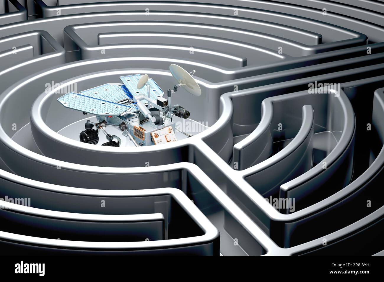 Planetary rover inside dark labyrinth, 3D rendering Stock Photo - Alamy