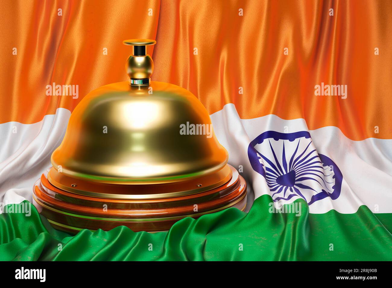 Reception bell on the Indian flag backdrop, 3D rendering Stock Photo ...
