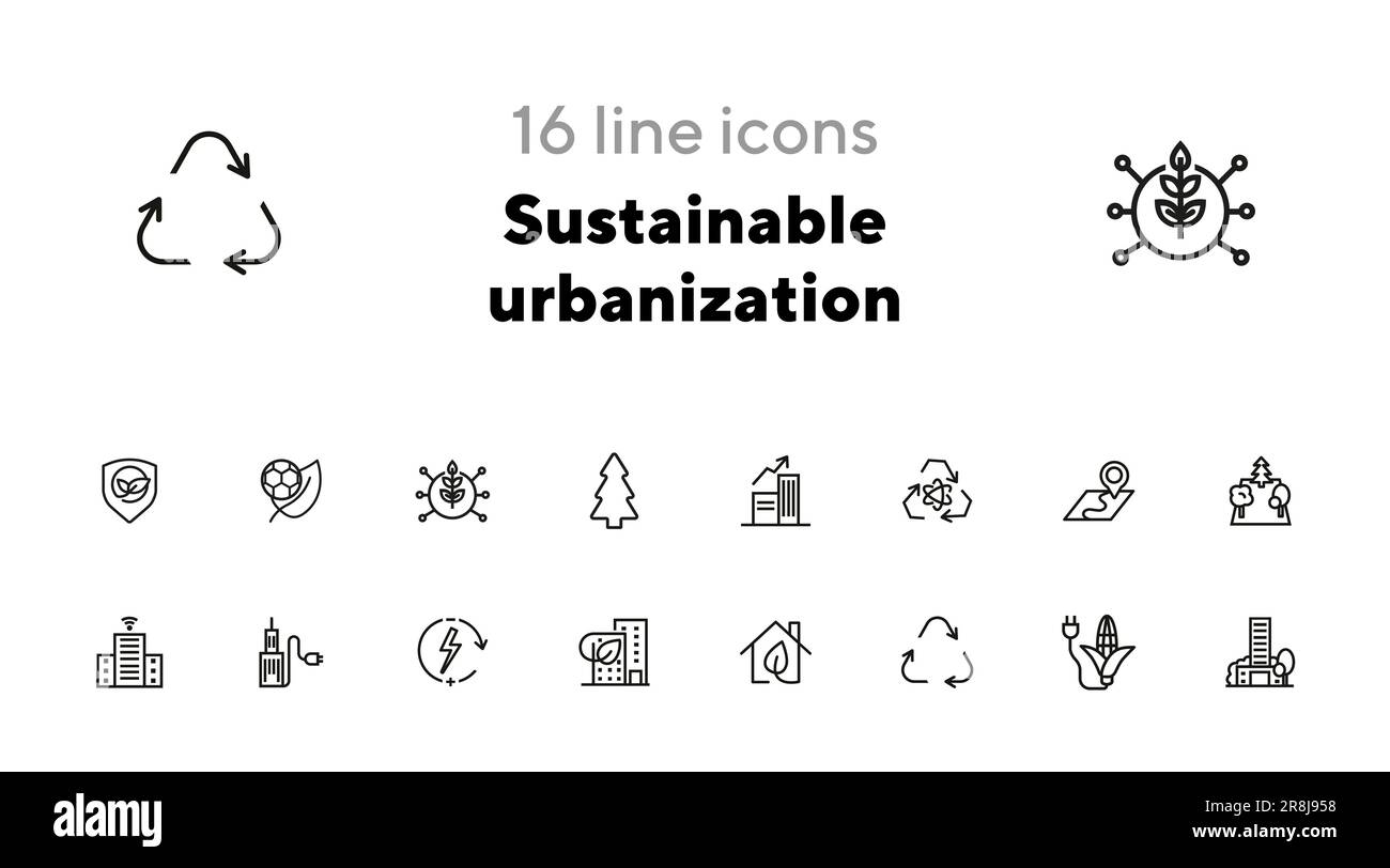 Sustainable urbanization icon set Stock Vector Image & Art - Alamy