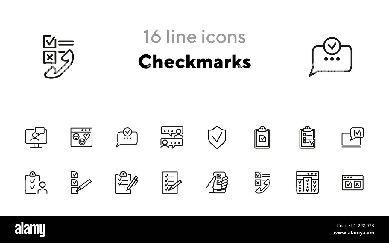 Checkmarks line icon set Stock Vector Image & Art - Alamy