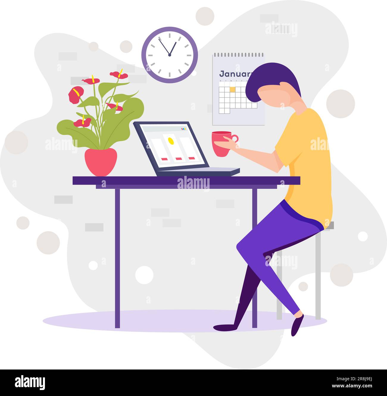 Millennials at work. Male millennial working with laptop, coworking ...