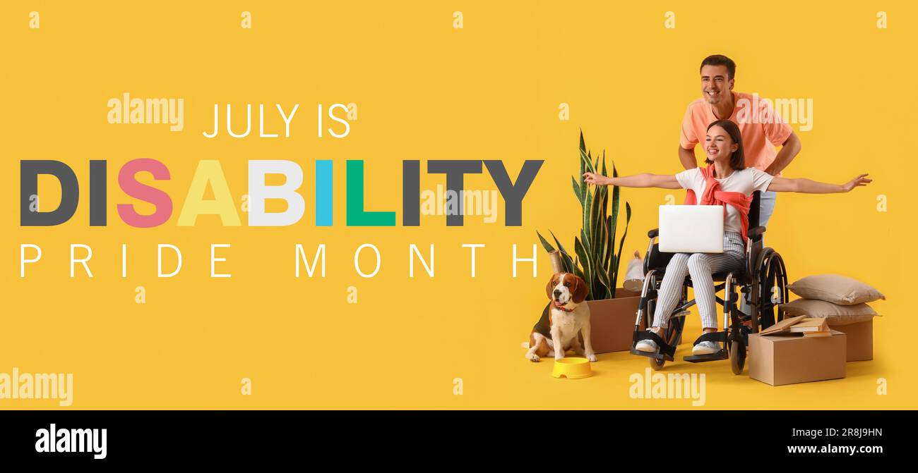 Banner for Disability Pride Month with happy couple Stock Photo - Alamy