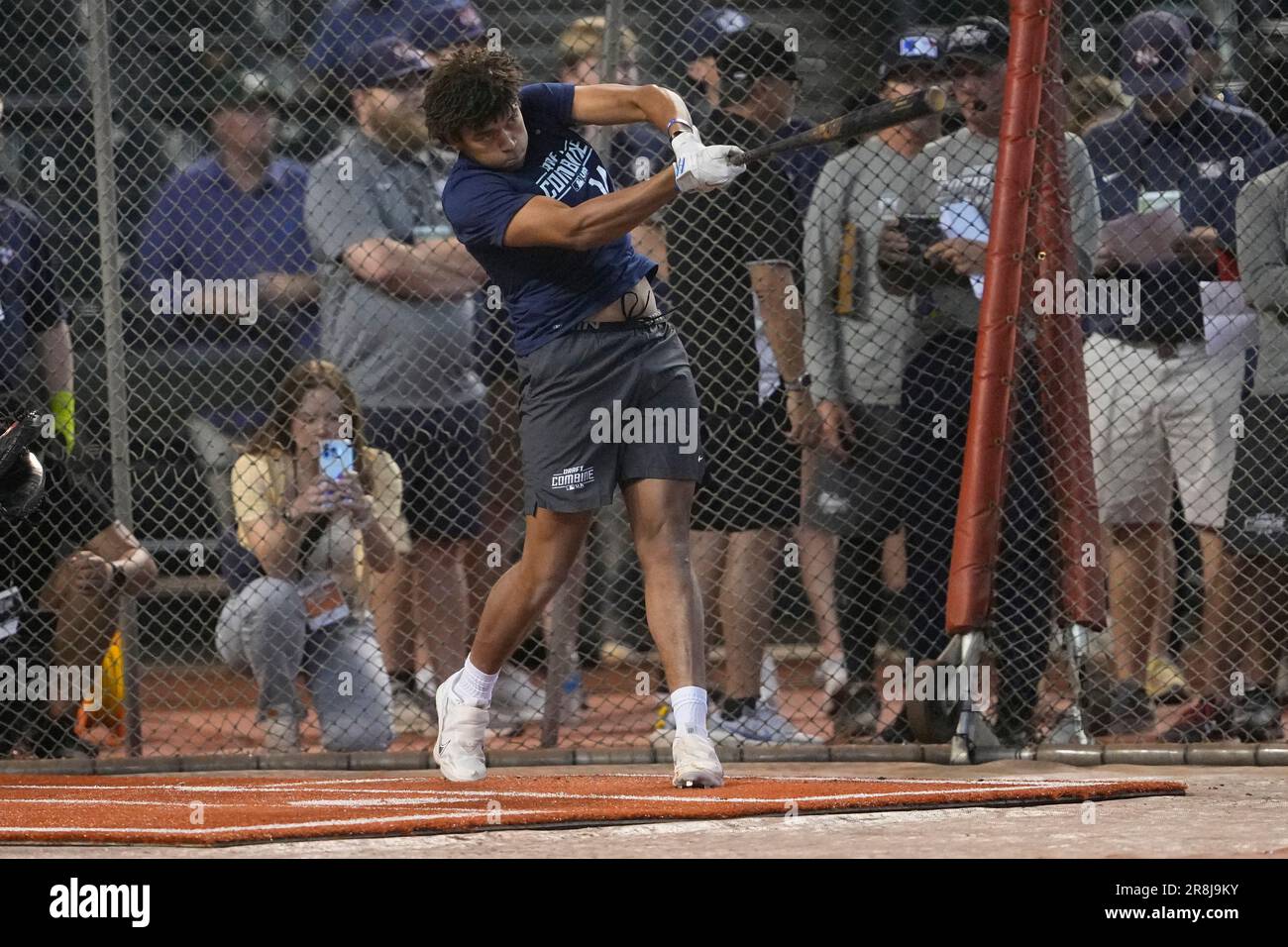 Draft prospect Myles Naylor participates in the MLB baseball draft ...