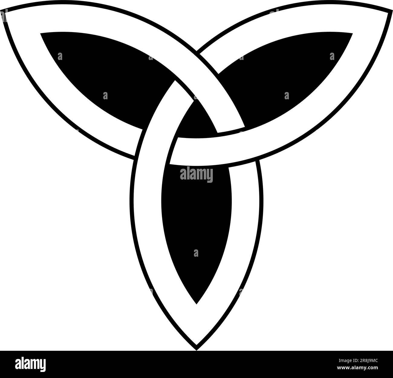 Trinity knot in black contour. Celtic symbol also known as Triquetra ...