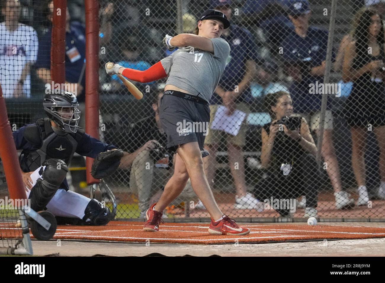 Draft prospect Cole Carrigg participates in the MLB baseball draft ...