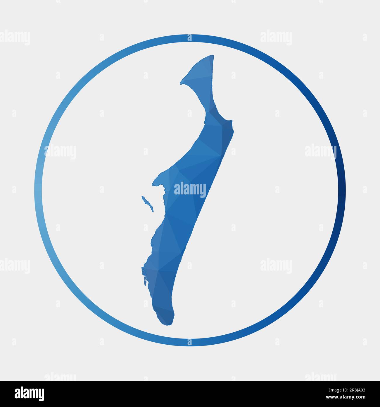 Fraser Island icon. Polygonal map in gradient ring. Round low poly ...