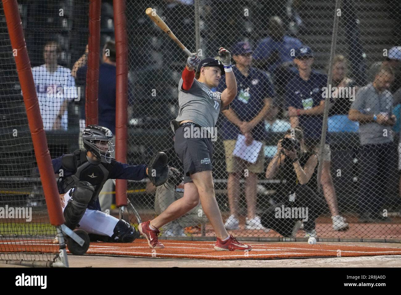 Draft prospect Cole Carrigg participates in the MLB baseball draft ...