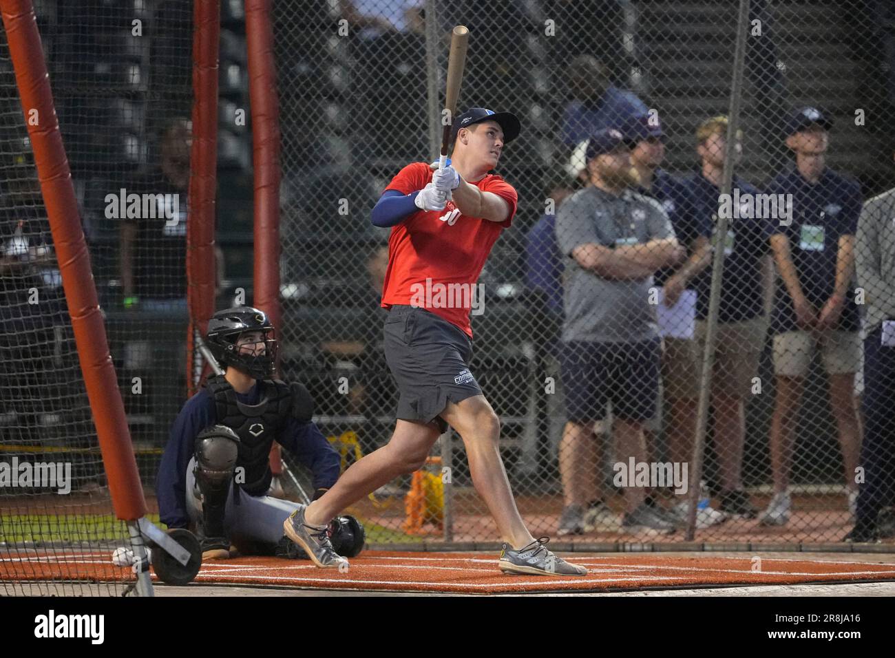 Draft prospect Eric Bitonti participates in the MLB baseball draft ...