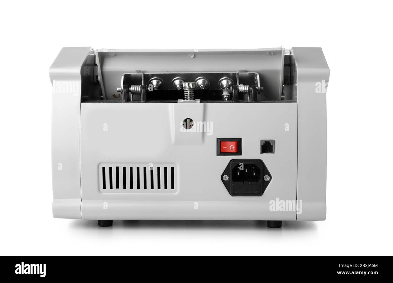 Modern cash counting machine on white background Stock Photo - Alamy
