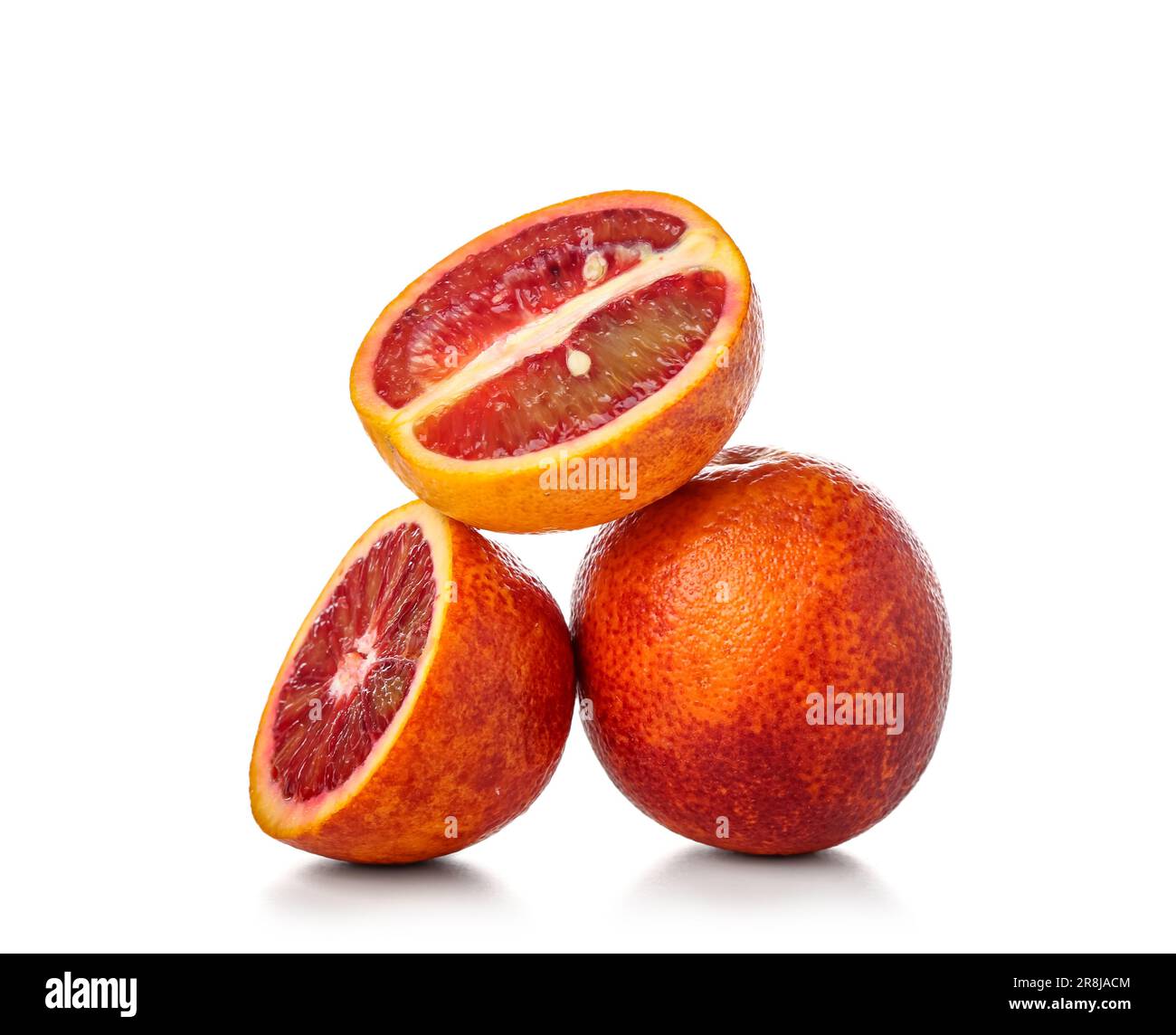 Tasty cut and whole blood orange fruit on white background Stock Photo ...