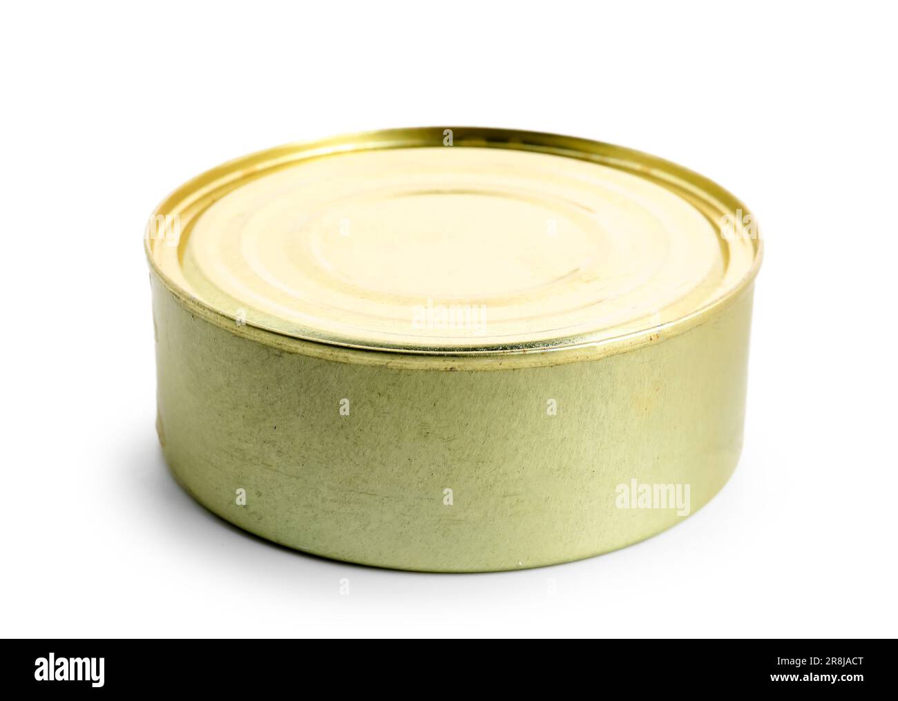Tin can with fish isolated on white background Stock Photo - Alamy