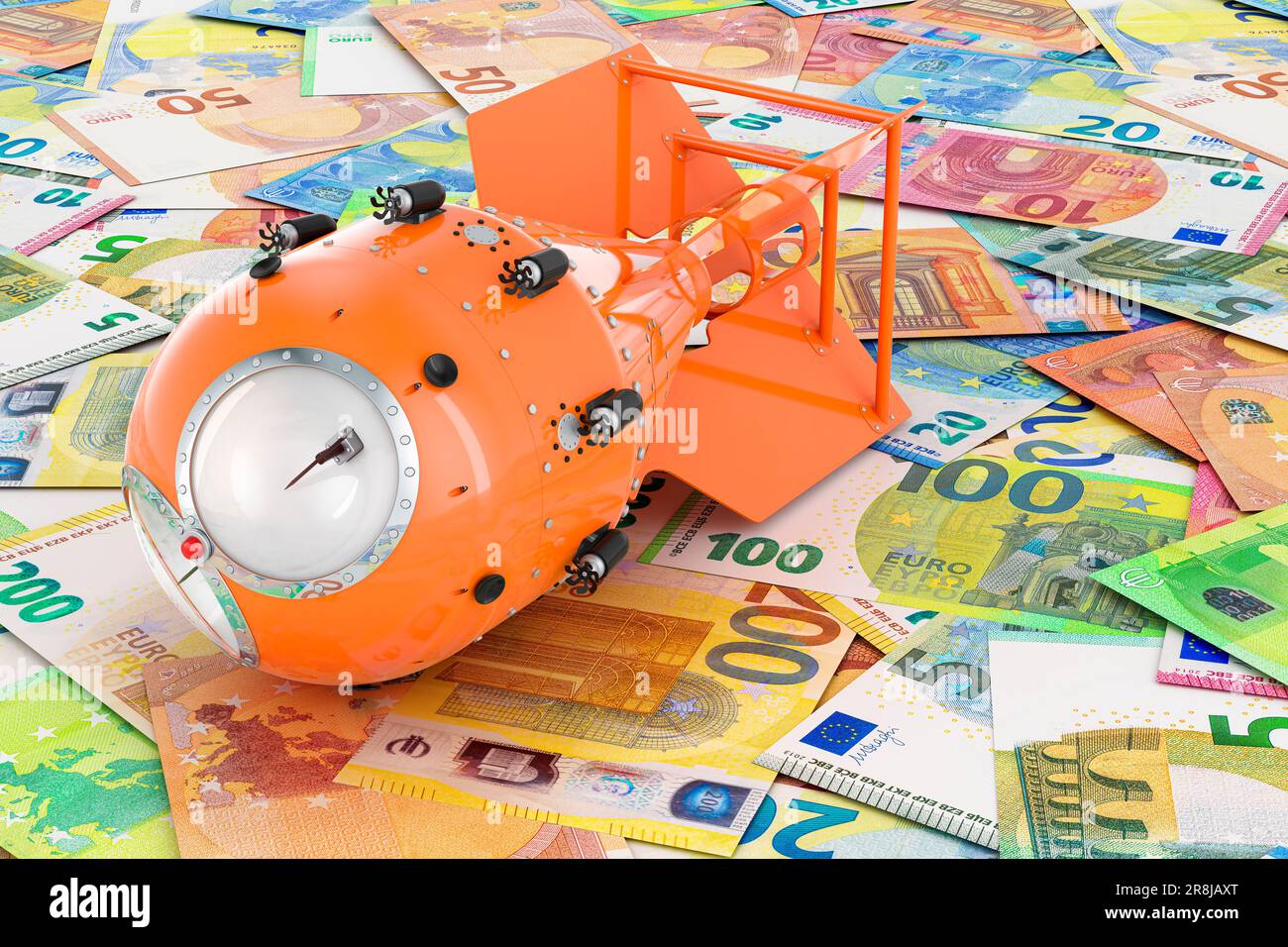 Atomic bomb on the euro backdrop, 3D rendering Stock Photo - Alamy