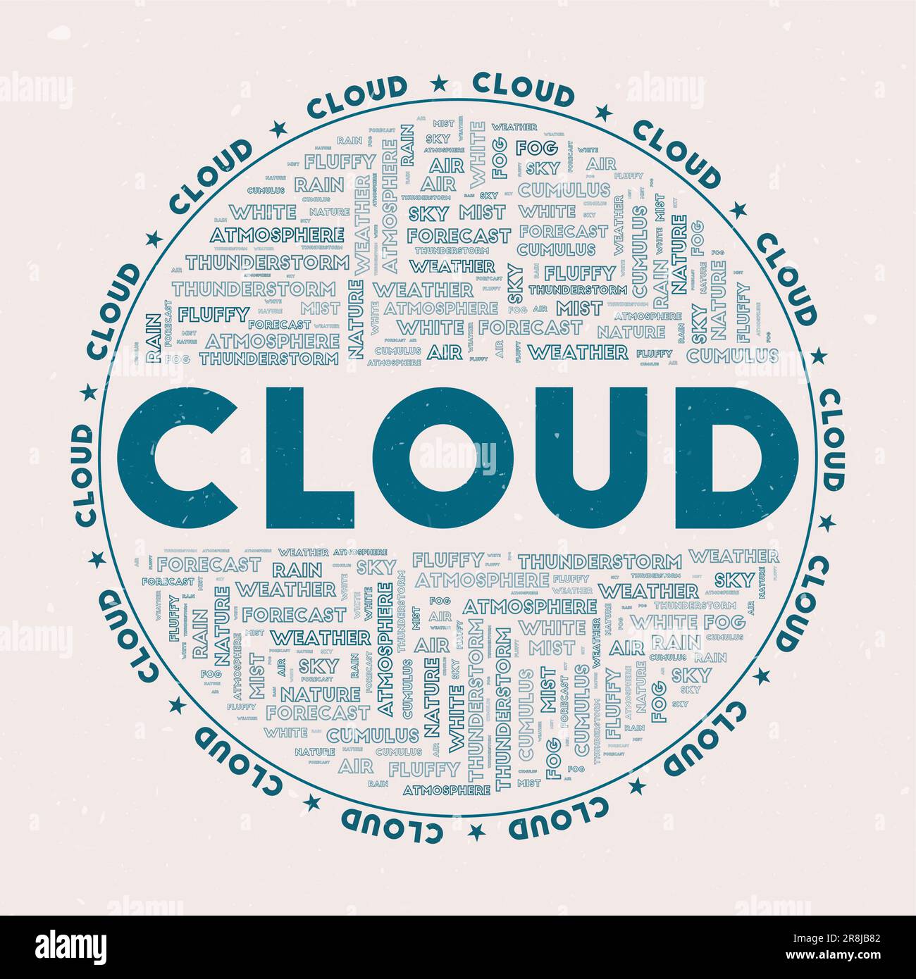 Cloud - round badge. Text cloud with keywords word clouds and circular ...