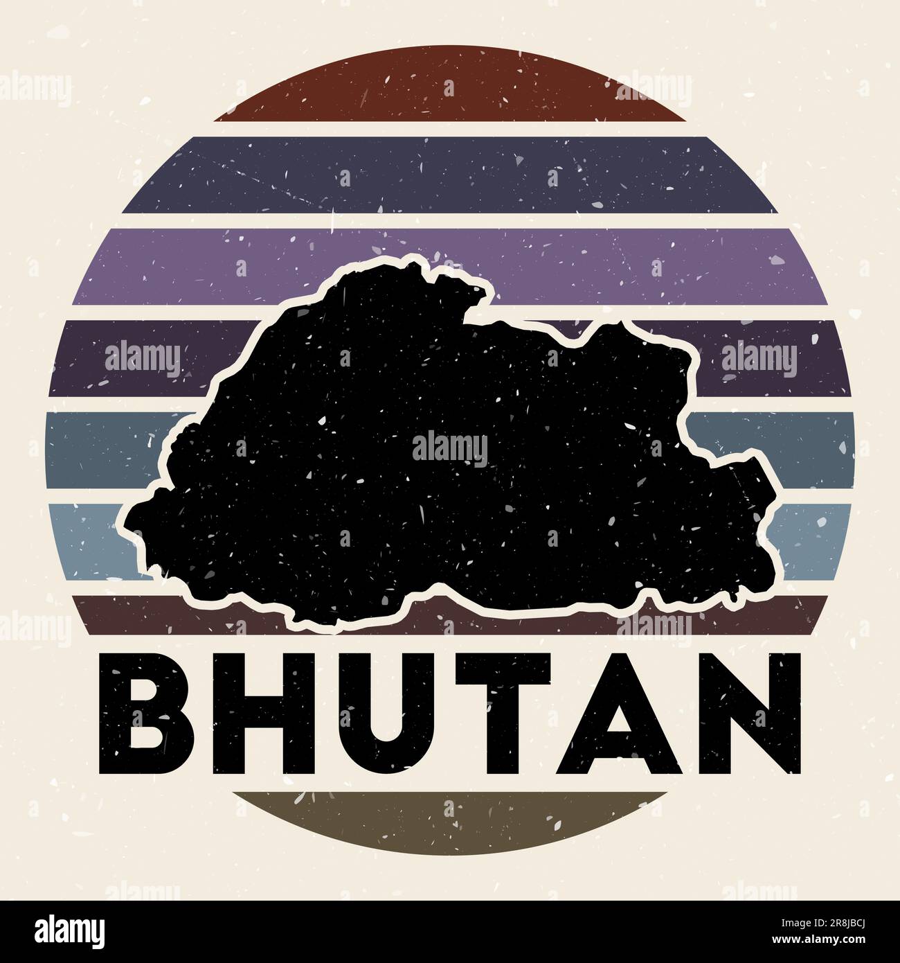 Bhutan logo. Sign with the map of the country and colored stripes ...
