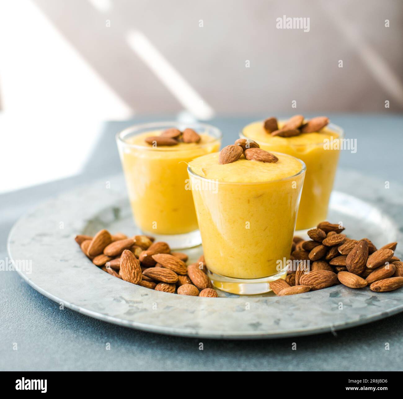 Authentic Indian cold drink made up of curd, milk malai called Lassi in ...