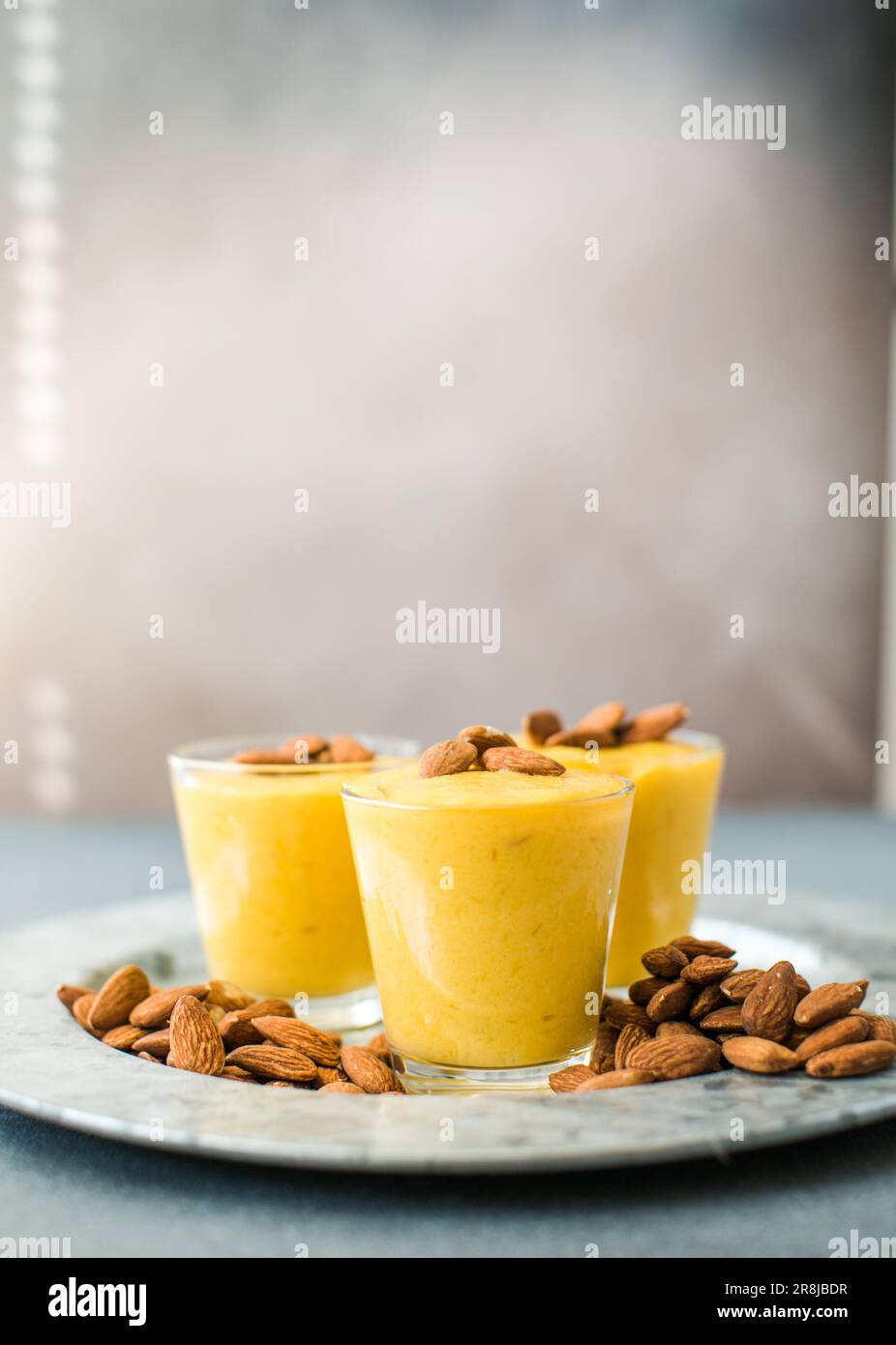 Authentic Indian cold drink made up of curd, milk malai called Lassi in ...