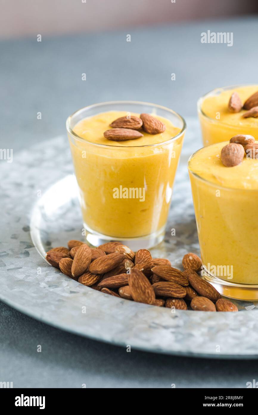 Authentic Indian cold drink made up of curd, milk malai called Lassi in ...