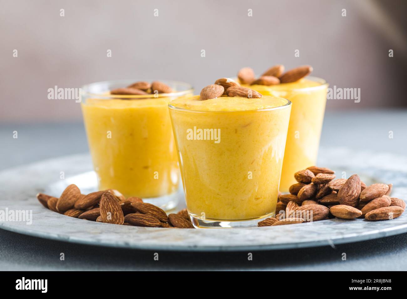 Authentic Indian cold drink made up of curd, milk malai called Lassi in ...