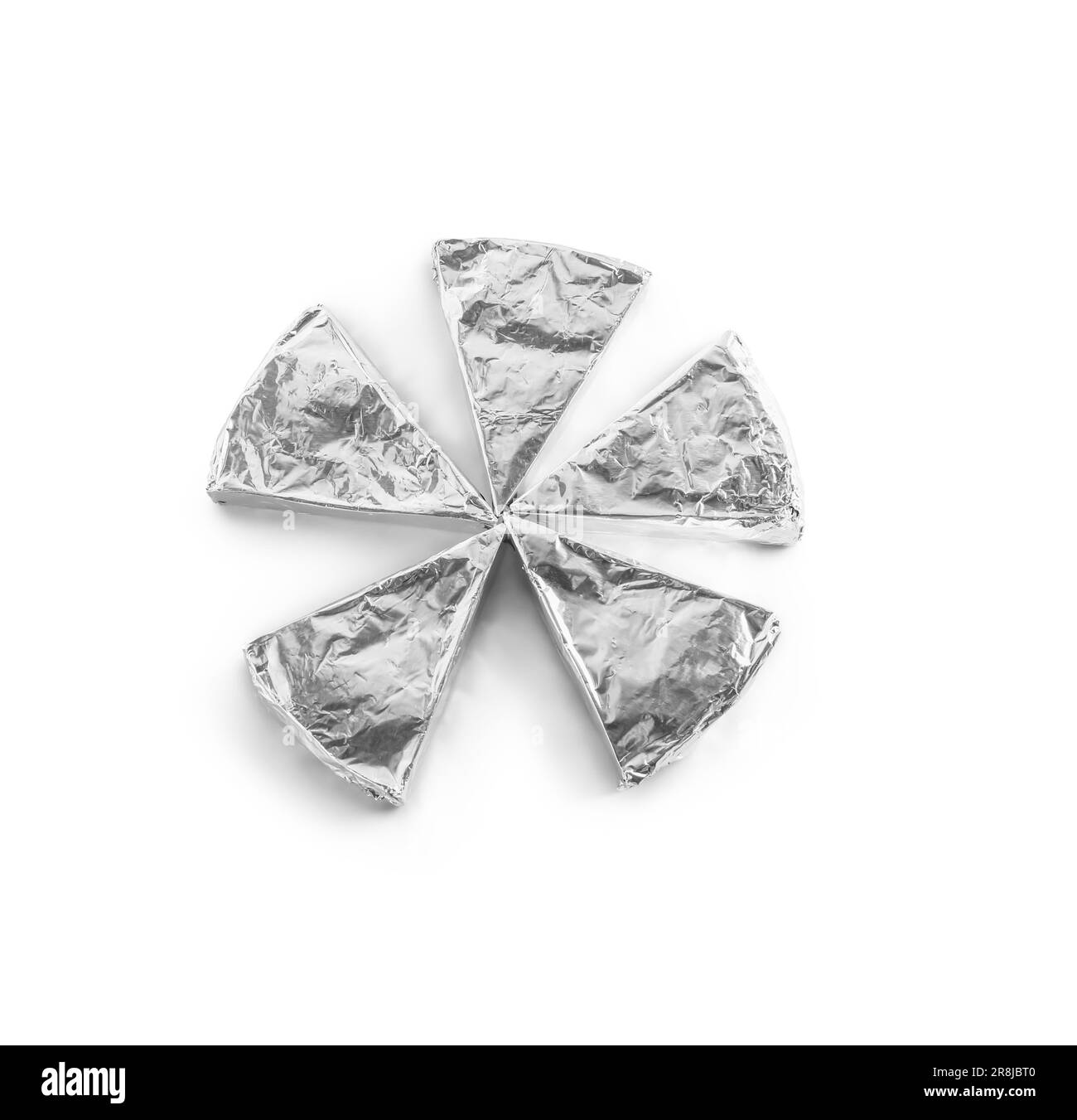 Triangles of tasty processed cheese on white background Stock Photo - Alamy