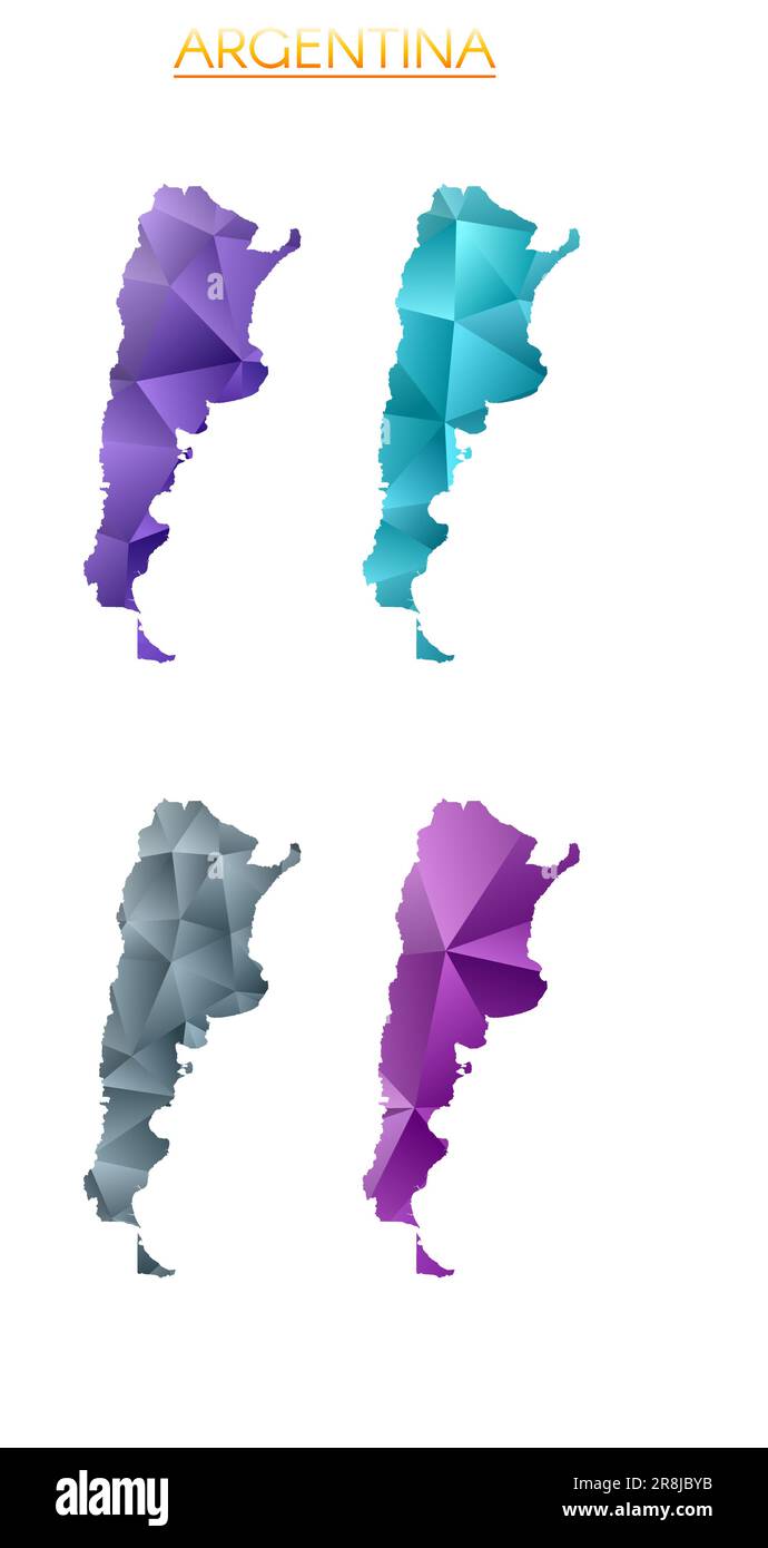 Set of vector polygonal maps of Argentina. Bright gradient map of ...