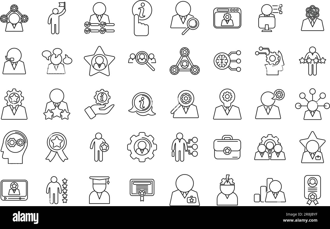 Expert icons set outline vector. Personal talent. Self skill Stock ...
